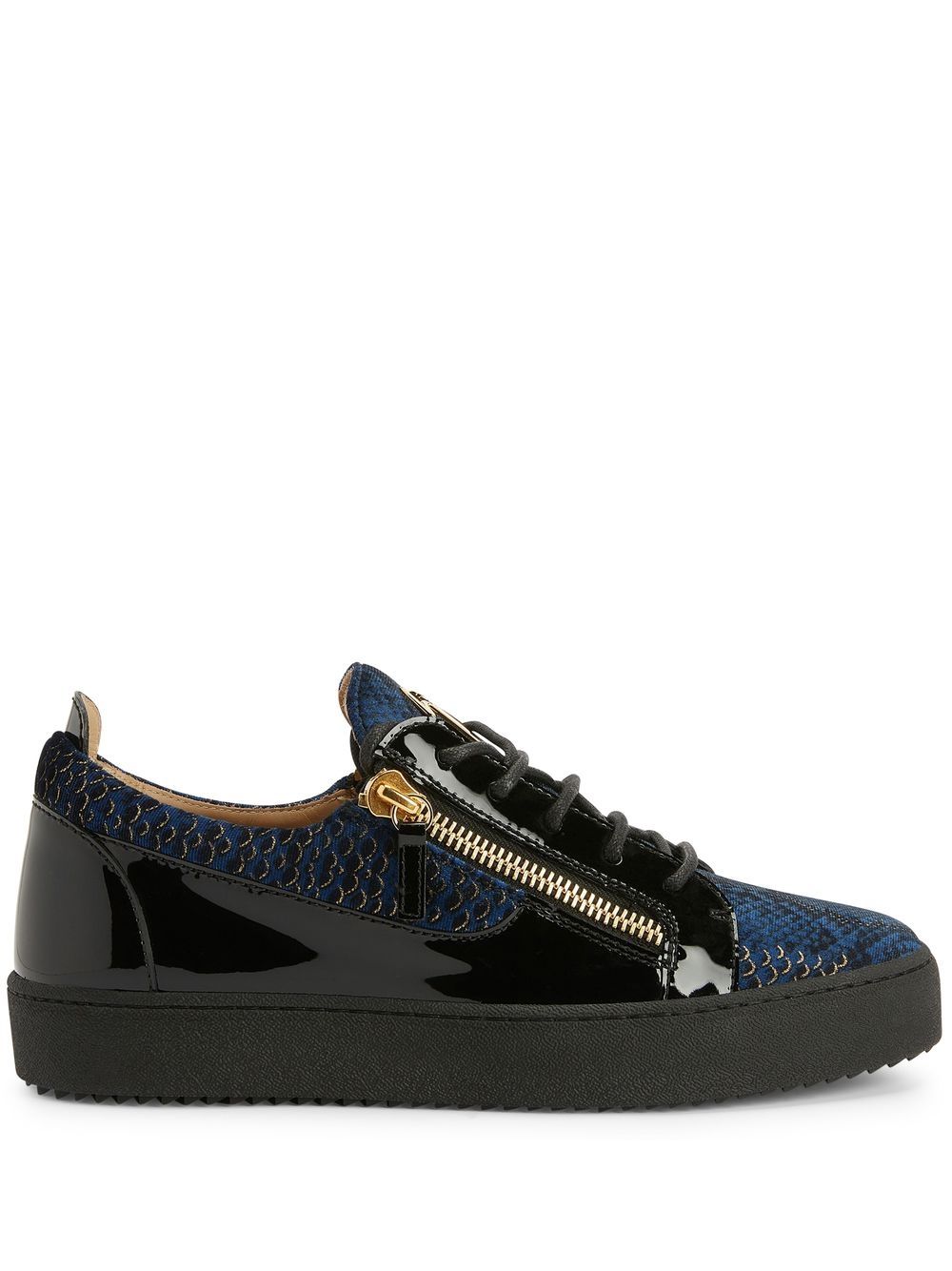 Giuseppe Zanotti Frankie Double-Zip Low-Top Sneakers In Blue 60