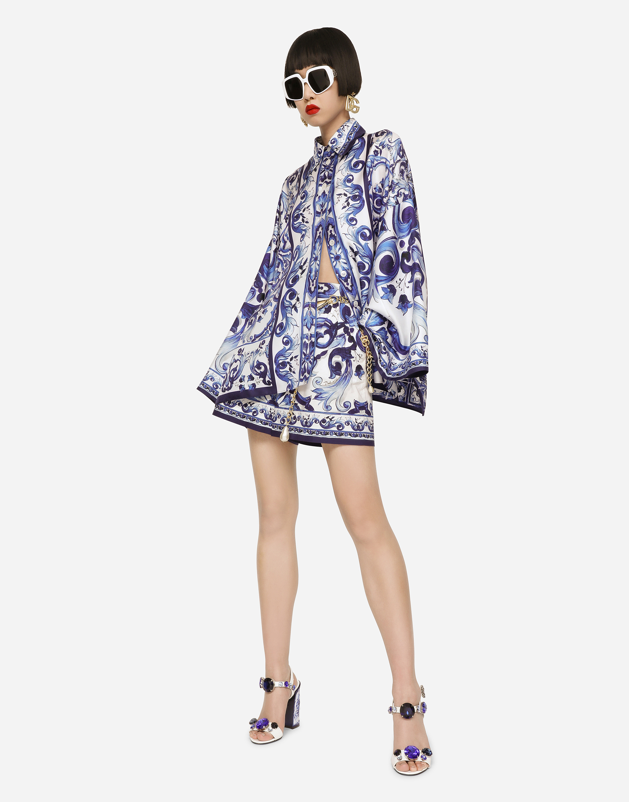 DOLCE & GABBANA Dolce & Gabbana Majolica-Print Poplin Shorts