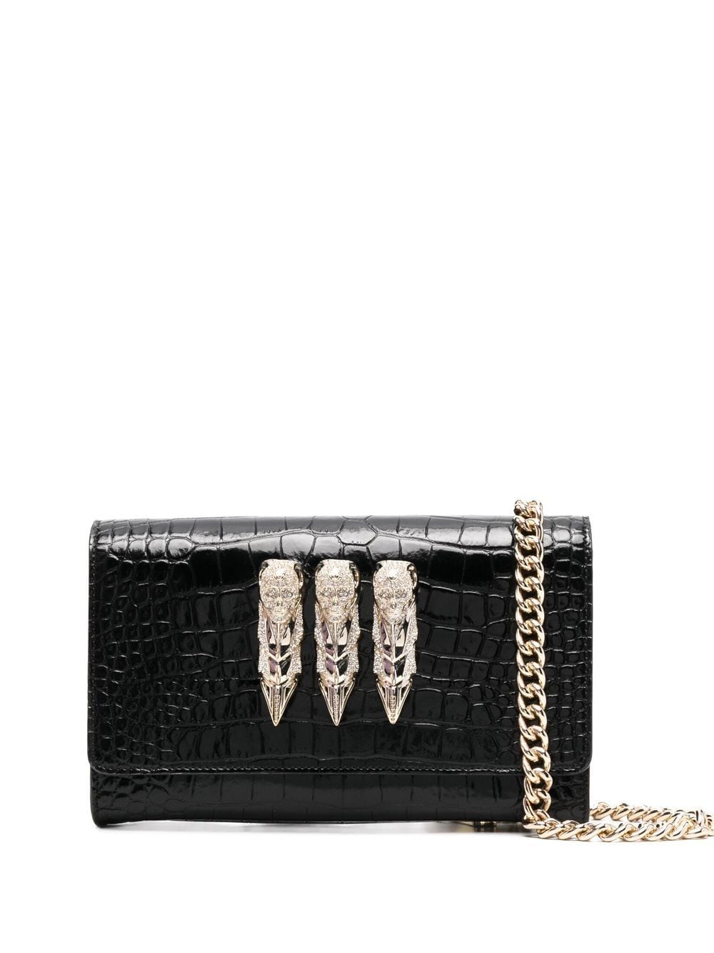 PHILIPP PLEIN Philipp Plein Croc Effect Clutch with Skull Embellishments