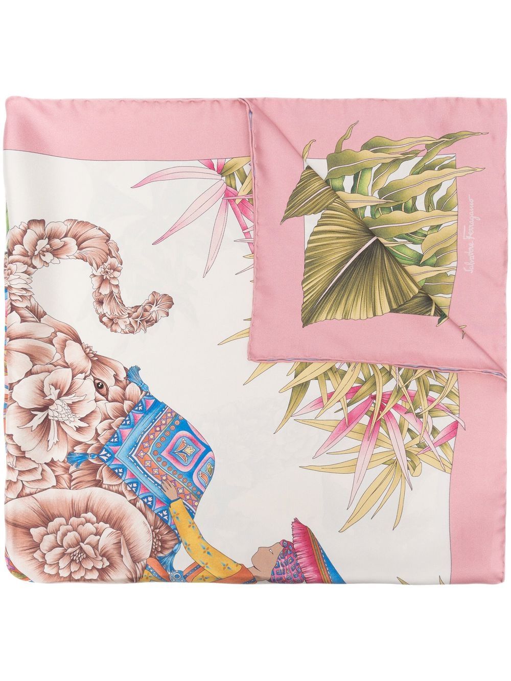 SALVATORE FERRAGAMO india print silk double face scarf
