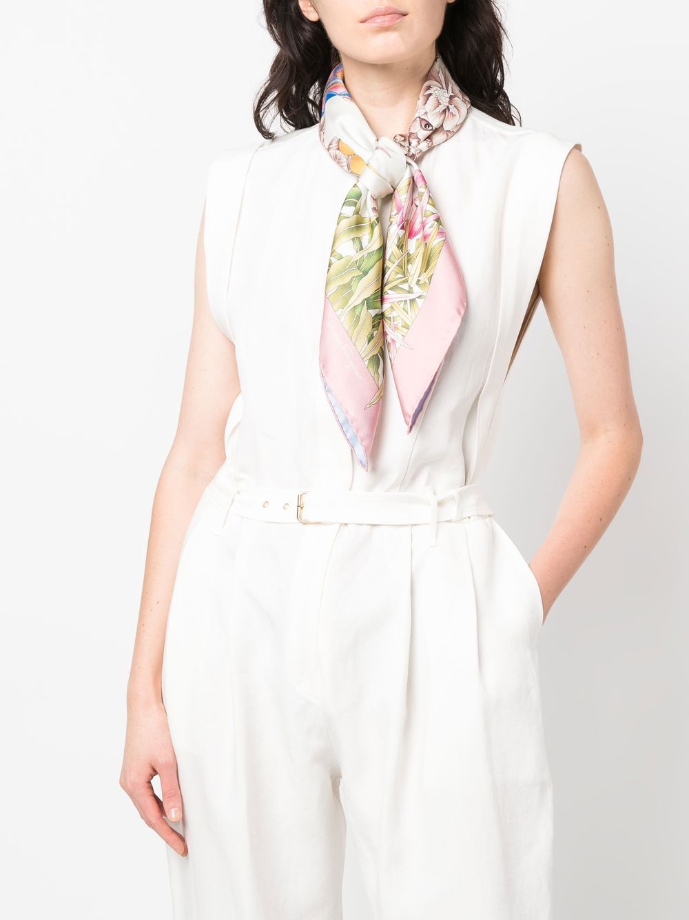 SALVATORE FERRAGAMO india print silk double face scarf