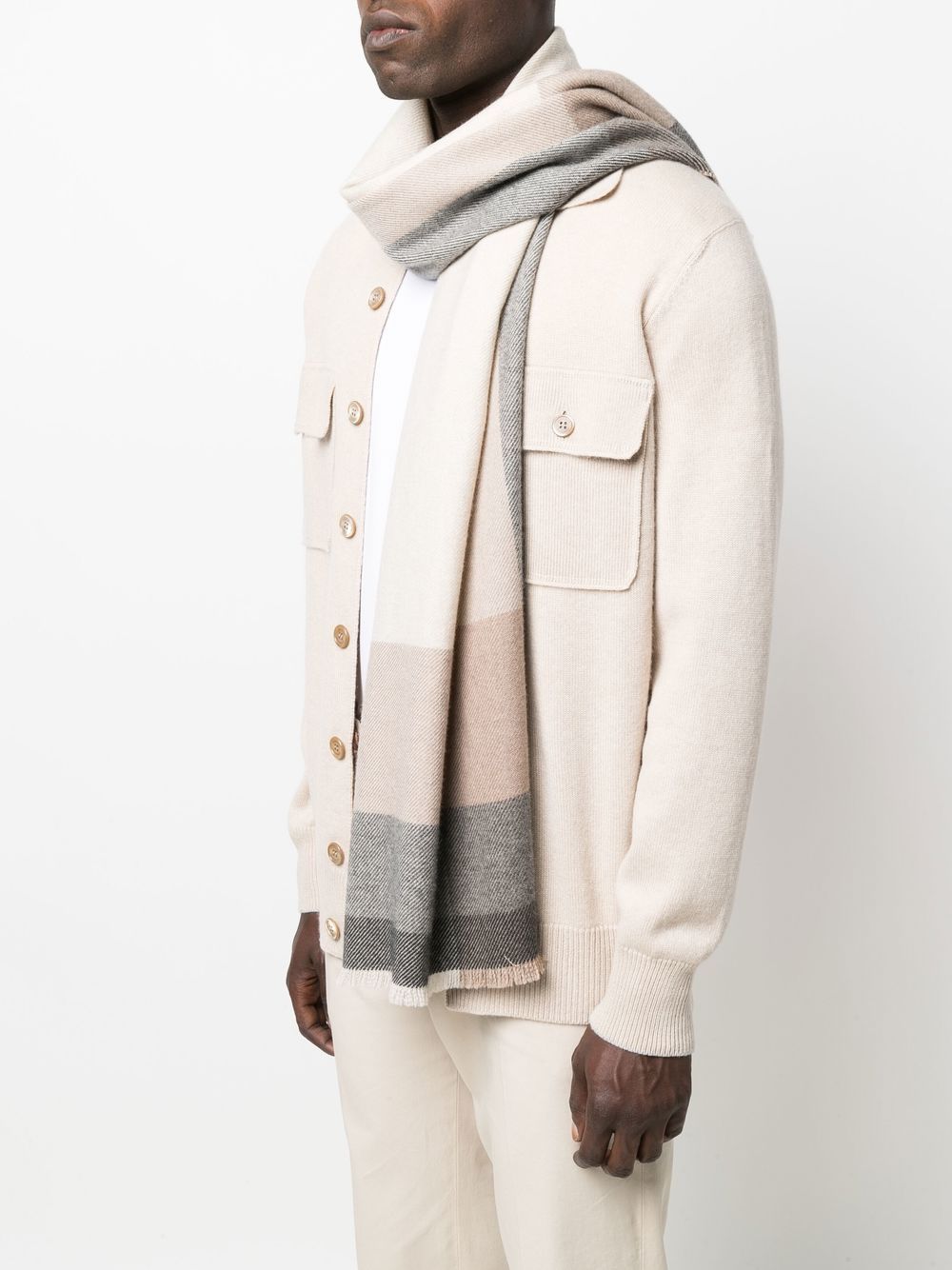 BRUNELLO CUCINELLI striped wool scarf