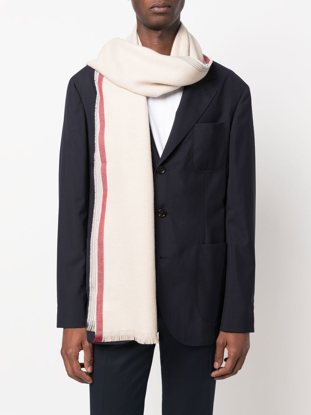 BRUNELLO CUCINELLI stripe-detail silk scarf