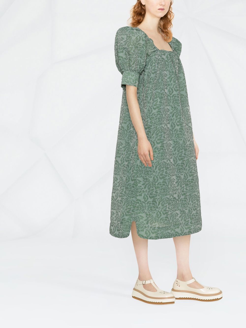 GANNI Jacquard Floral Midi Dress