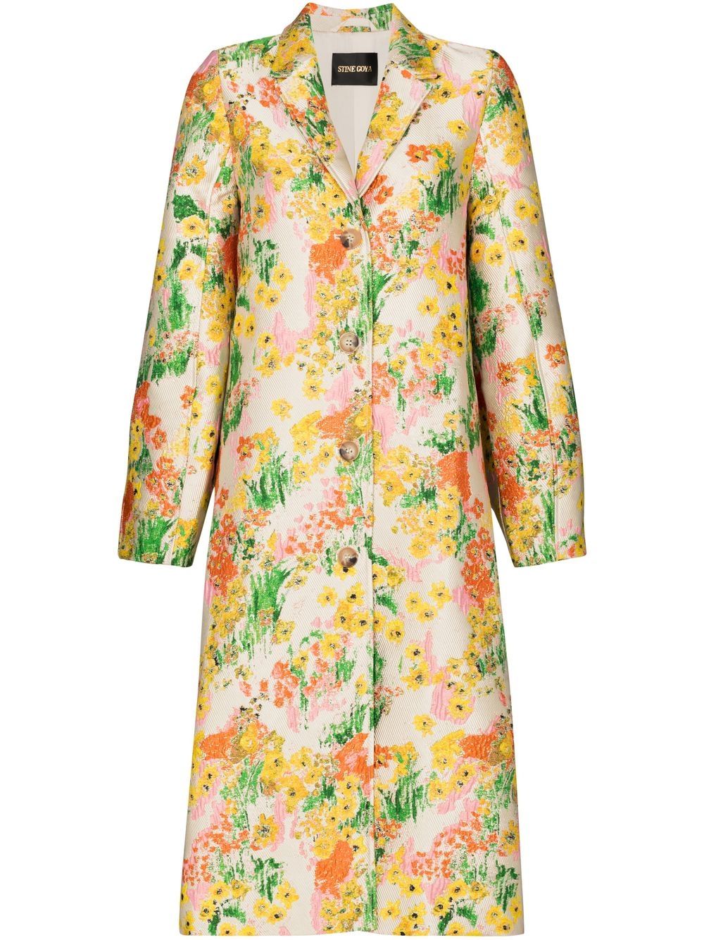 Stine Goya Cornelia Floral Jacquard Coat - Neutrals | Editorialist