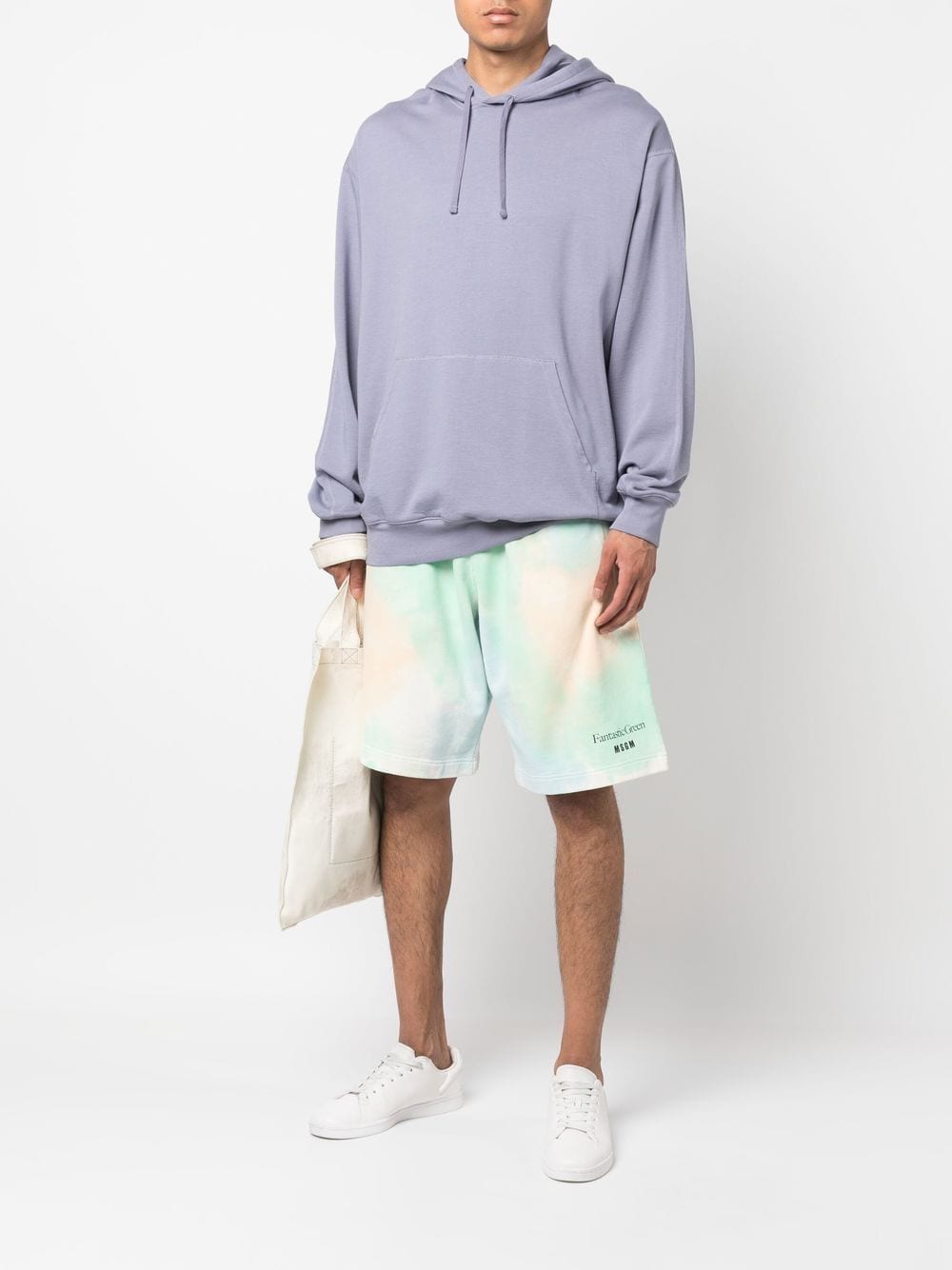 MSGM MSGM Logo-Print Tie-Dye Shorts