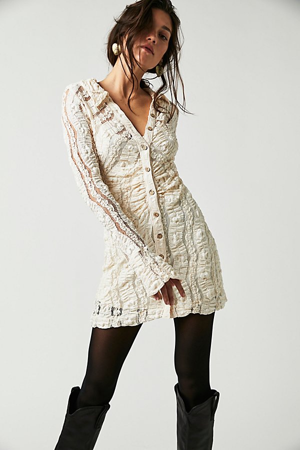 Free People Shayla Lace Mini Dress In Green - 56% Off | Editorialist