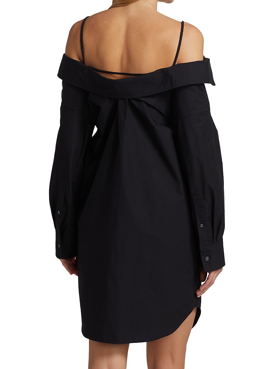 Alexander Wang Scrunchie Strap Off-The-Shoulder Shirt Dress Size In Bright  White - 70% Off | Editorialist