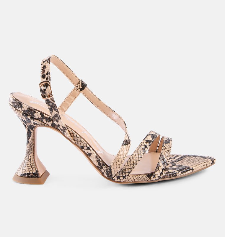 LONDON RAG Cherry Tart Snake Print Spool Heel Sandals - Brown ...
