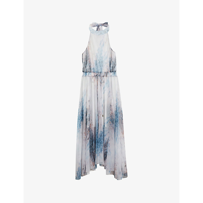 Ted Baker London Imeliah Floral-Print Halter-Neck Crepe Midi Dress -  Natural | Editorialist