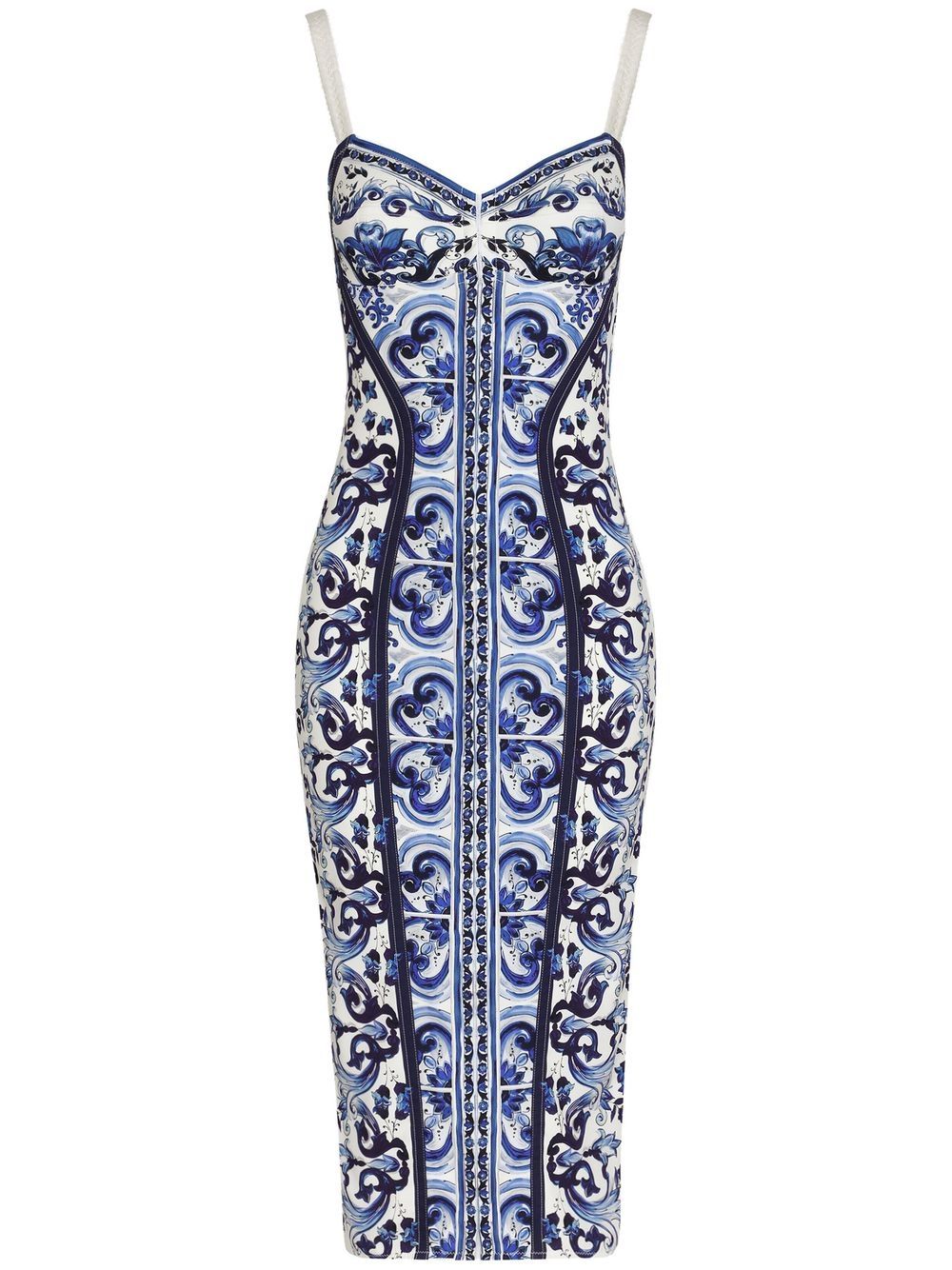 dolce and gabbana blue print dress Dolce & Gabbana Scarf Print Silk Maxi Dress  Runway Catalog