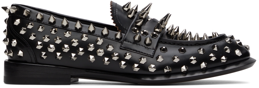 Alexander Mcqueen Black Stud Loafers In 1081 Black/Silver  display picture 3