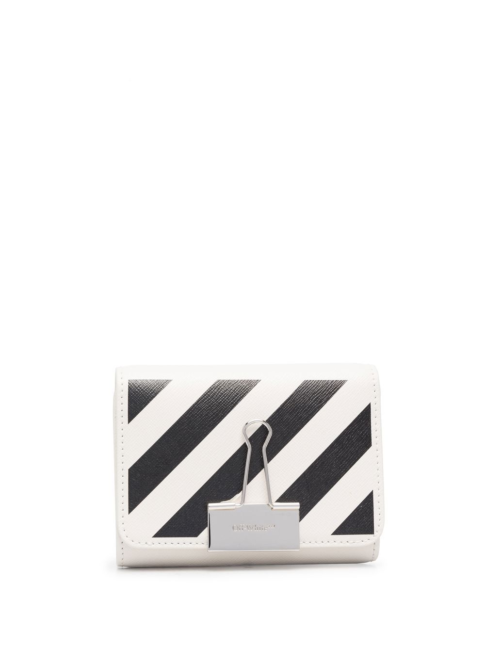 off white binder clip card holder Off-White Binder Diag-Stripe Wallet In Neutrals - 50% Off