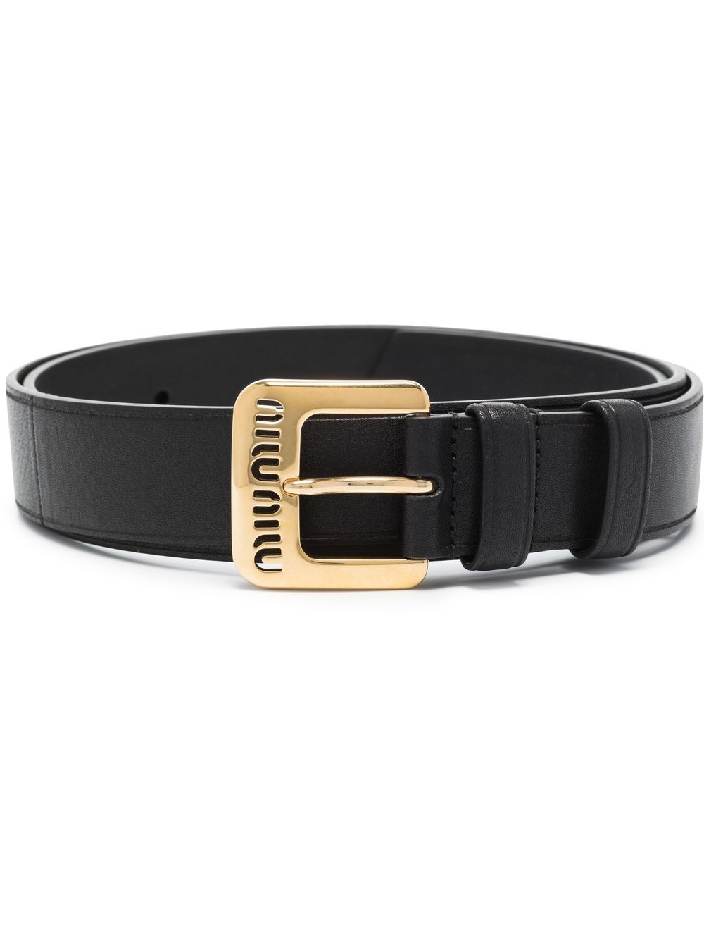 小物 2000s miumiu leather belt Miu Miu Logo Leather Belt - Black | Editorialist
