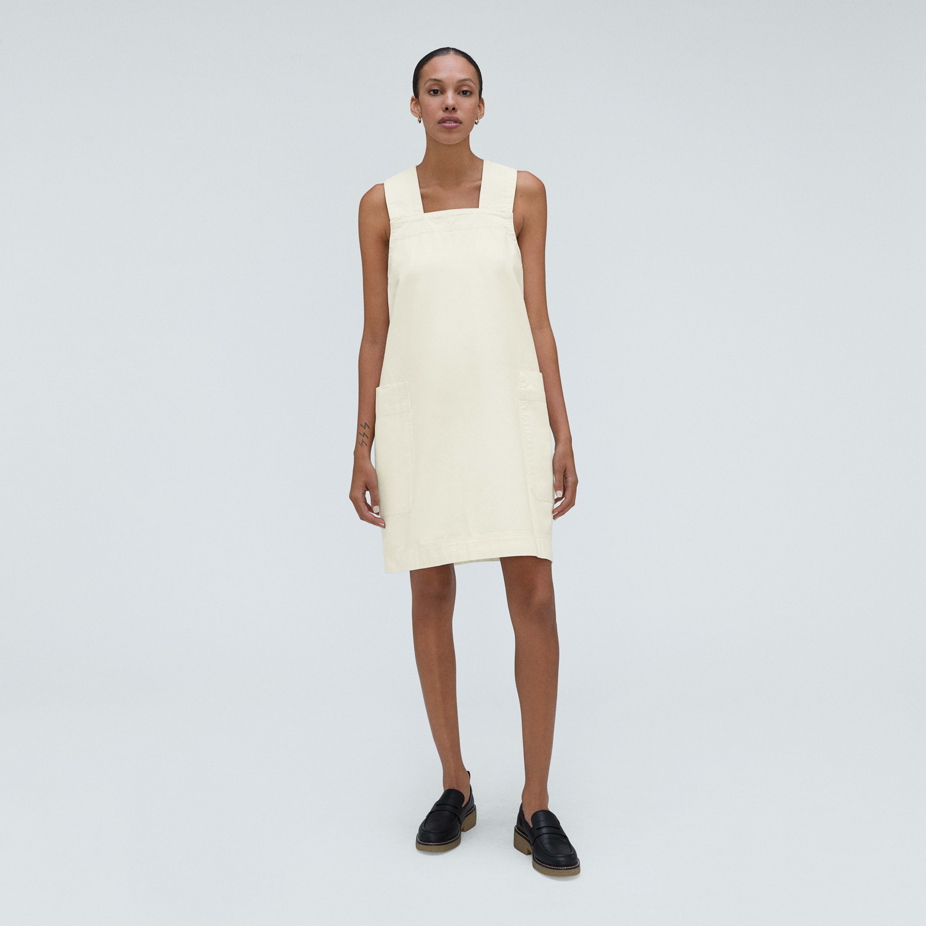 Everlane Cross-Back Apron Mini Dress - Deep Blue | Editorialist