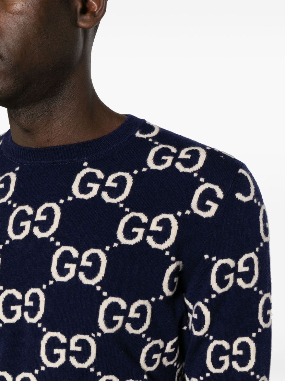 Gucci Gg-Jacquard Wool Jumper - Blue | Editorialist