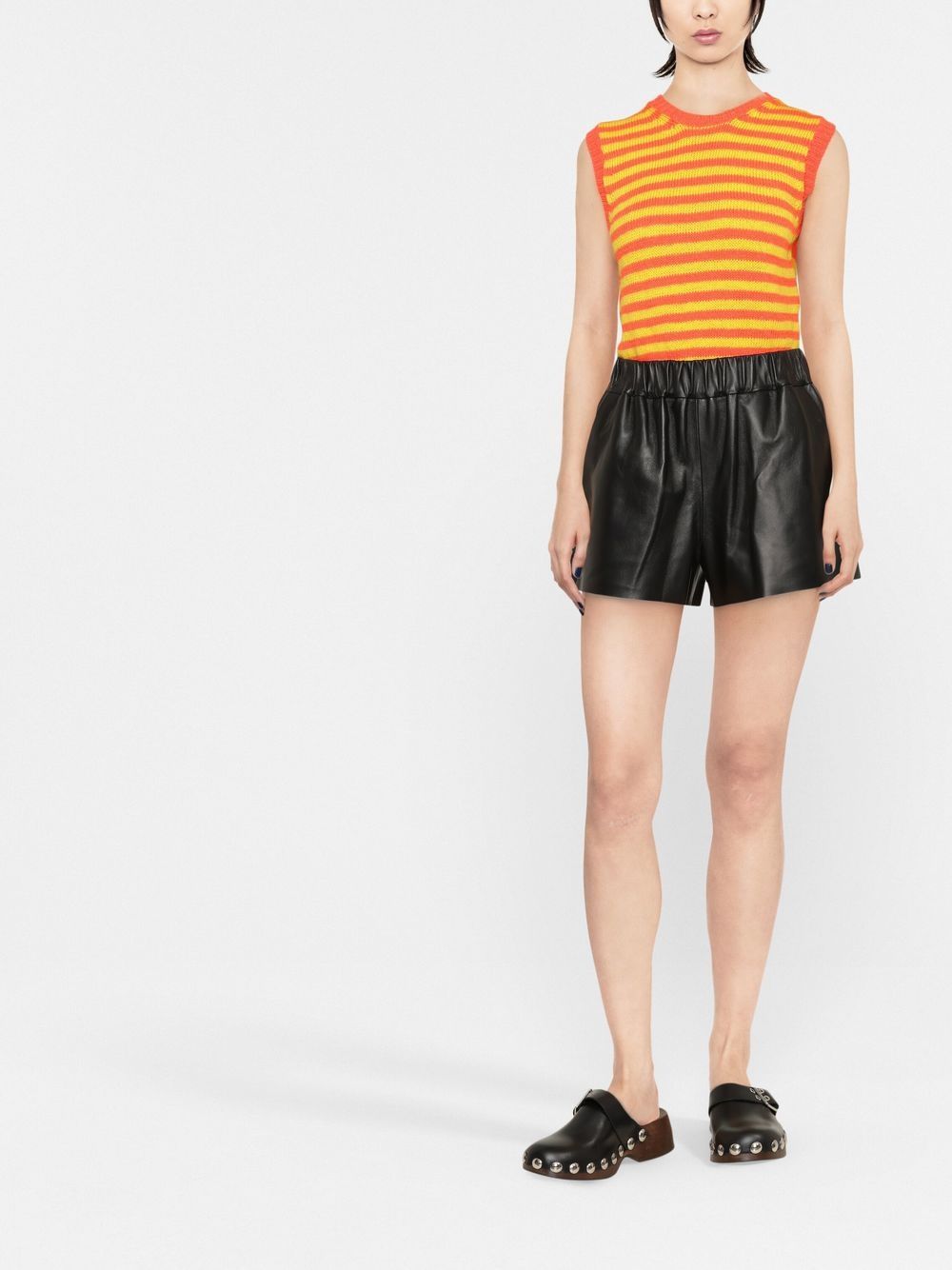 RED VALENTINO Leather Mini Shorts