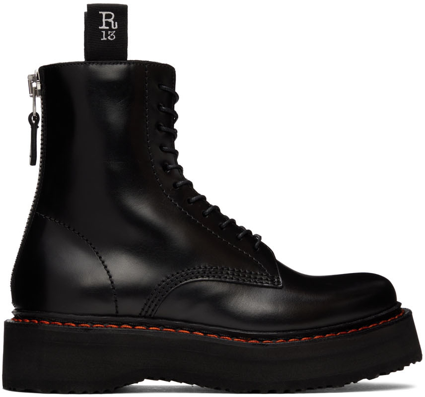 Buy R13 Single Stack Platform Lace-up Boots - Black At 42% Off | Editorialist
