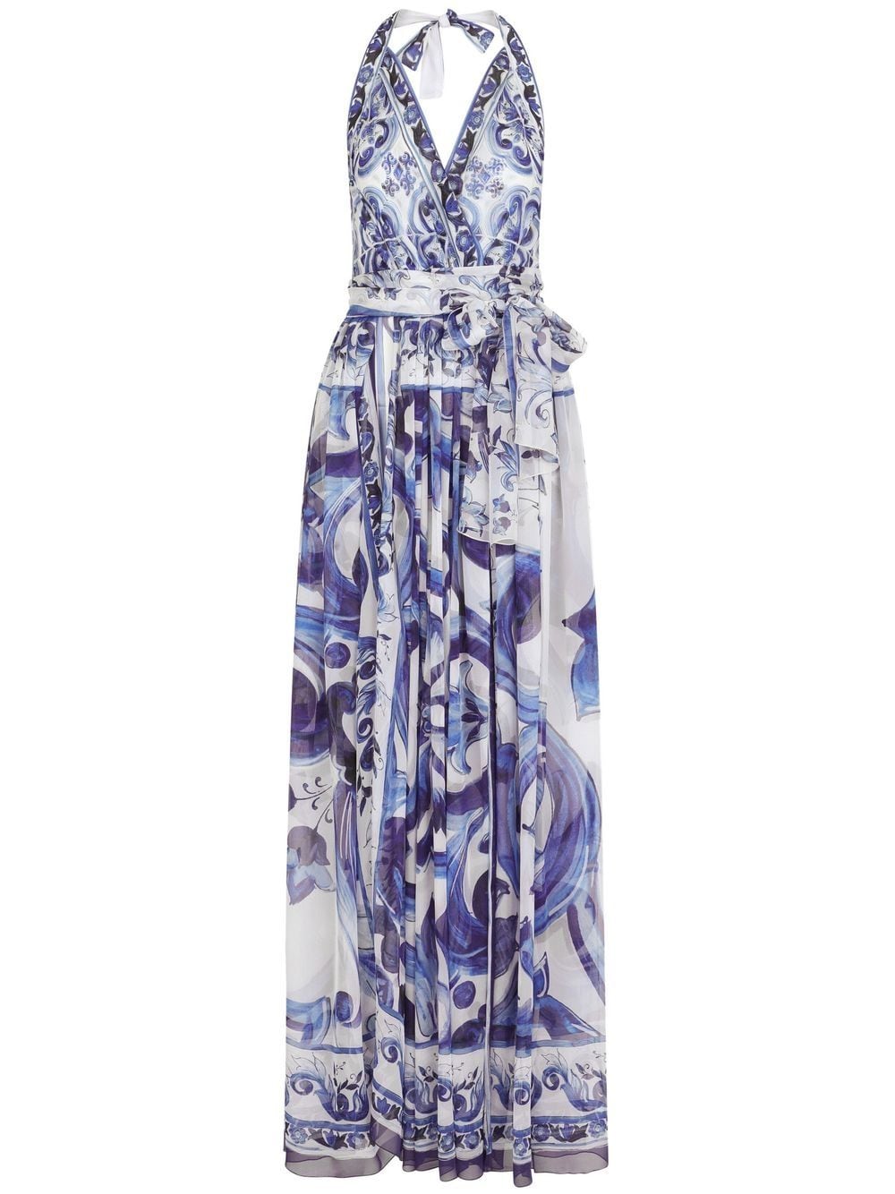DOLCE & GABBANA Majolica-Print Chiffon Maxi Dress