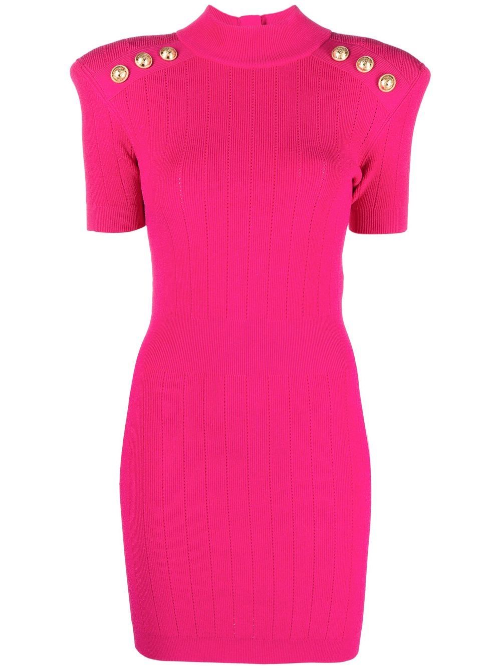 Balmain Ribbed Knit Short-Sleeve Dress In Pink - 54% Off | Editorialist Balmain Ribbed Knit Short-Sleeve Dress In Pink - 54% Off | Editorialist