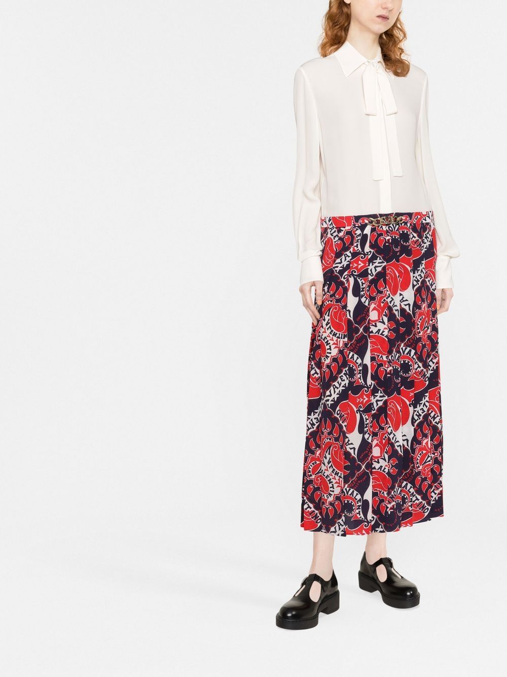 VALENTINO Valentino Garavani Silk Logo-Print Midi Dress