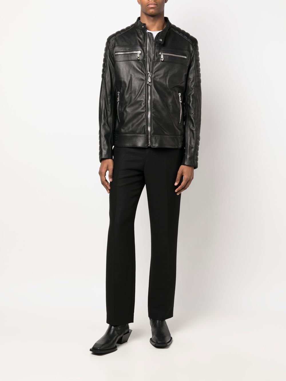 PHILIPP PLEIN Philipp Plein Long Sleeve Leather Jacket