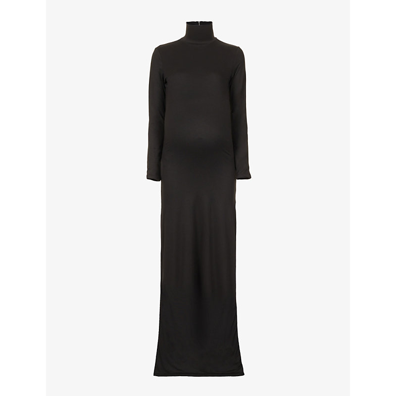 black long sleeve turtleneck maternity dress Blake Dress