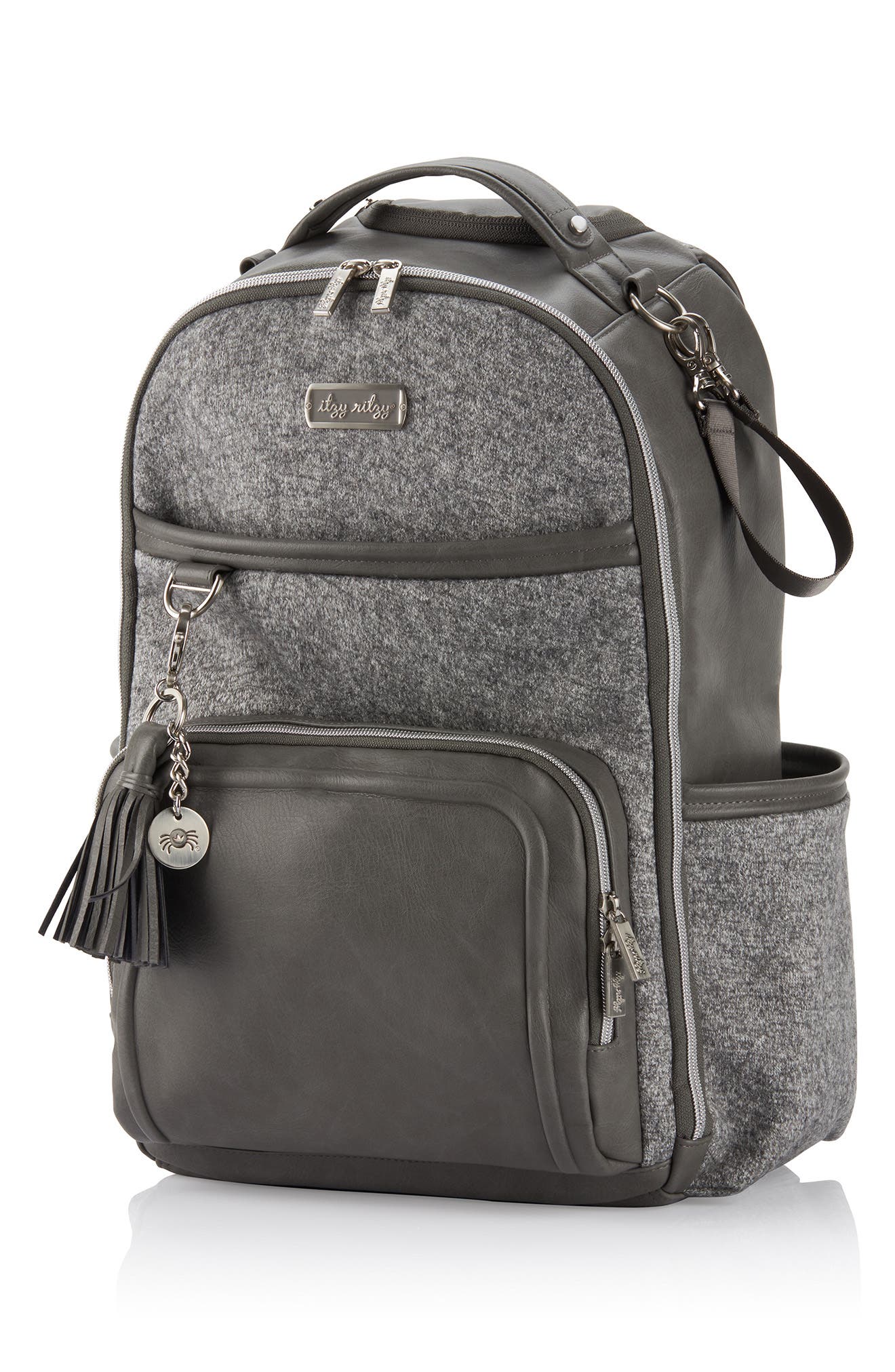 NWT Itzy Ritzy Boss Bag Plus Heather Gray - Diaper Bag Itzy Ritzy Gray Leopard Boss Plus Backpack Diaper Bag main image 4