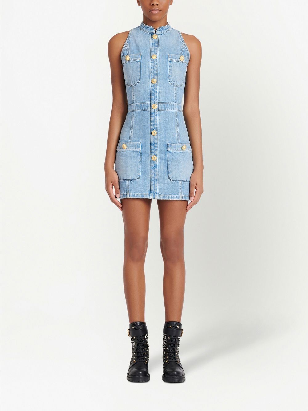 Balmain Denim Fitted Mini Dress In Blue - 55% Off | Editorialist