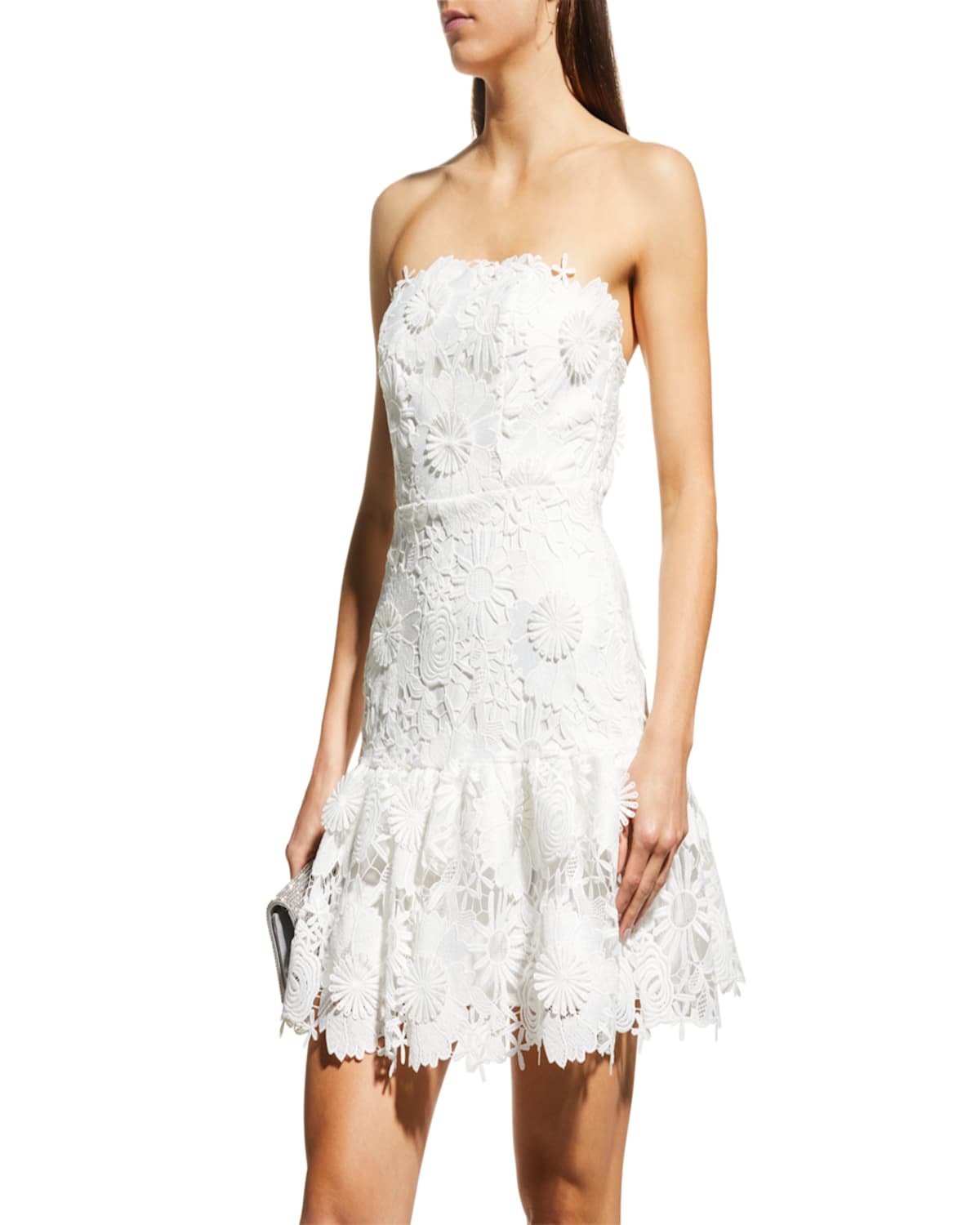 milly esther 3d lace dress Milly Esther Strapless Lace Dress In White - 58% Off