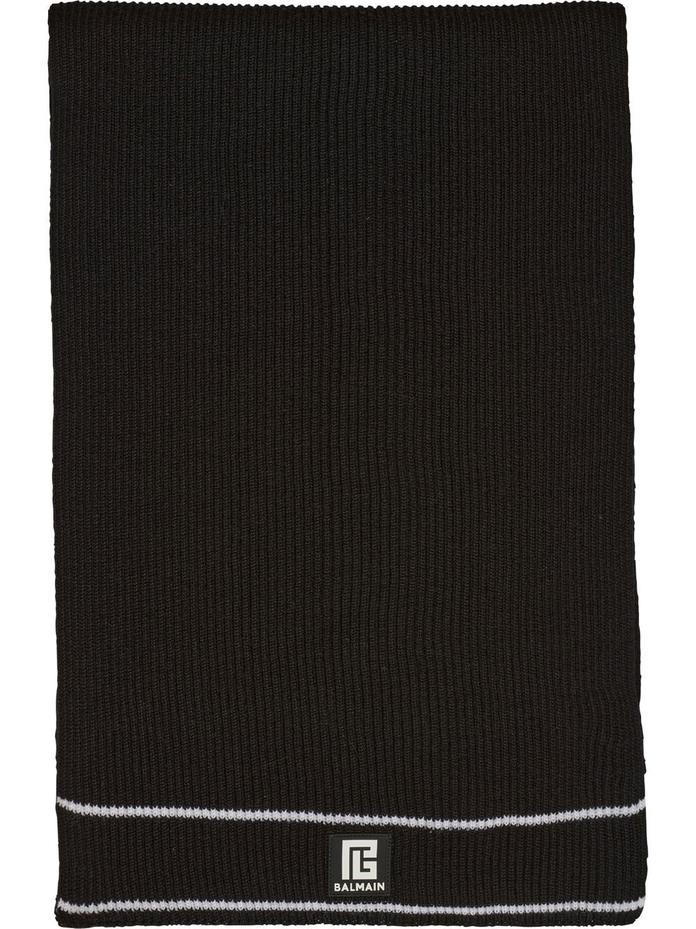 BALMAIN logo-patch ribbed scarf