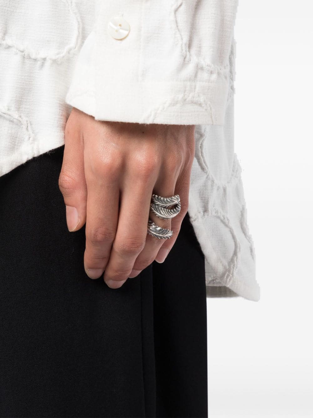 Yohji Yamamoto Feather Ring - Silver | Editorialist