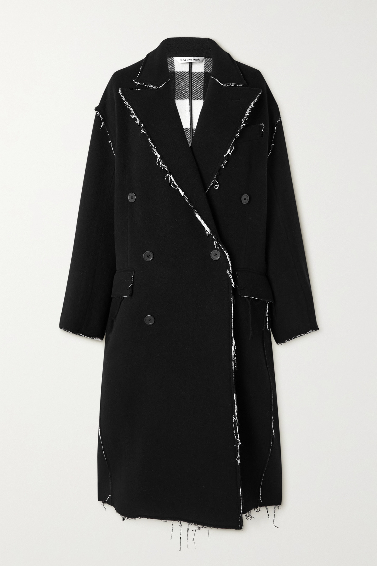 Balenciaga Oversized Double-Breasted Frayed Wool-Blend Coat In