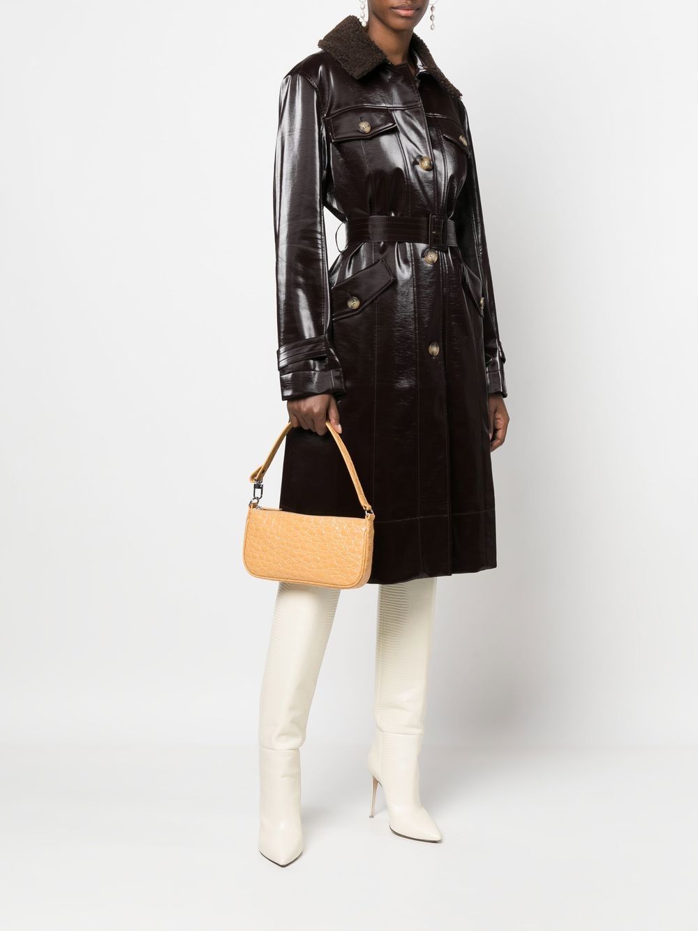 BY FAR BY FAR Rachel Crocodile-Print Shoulder Bag