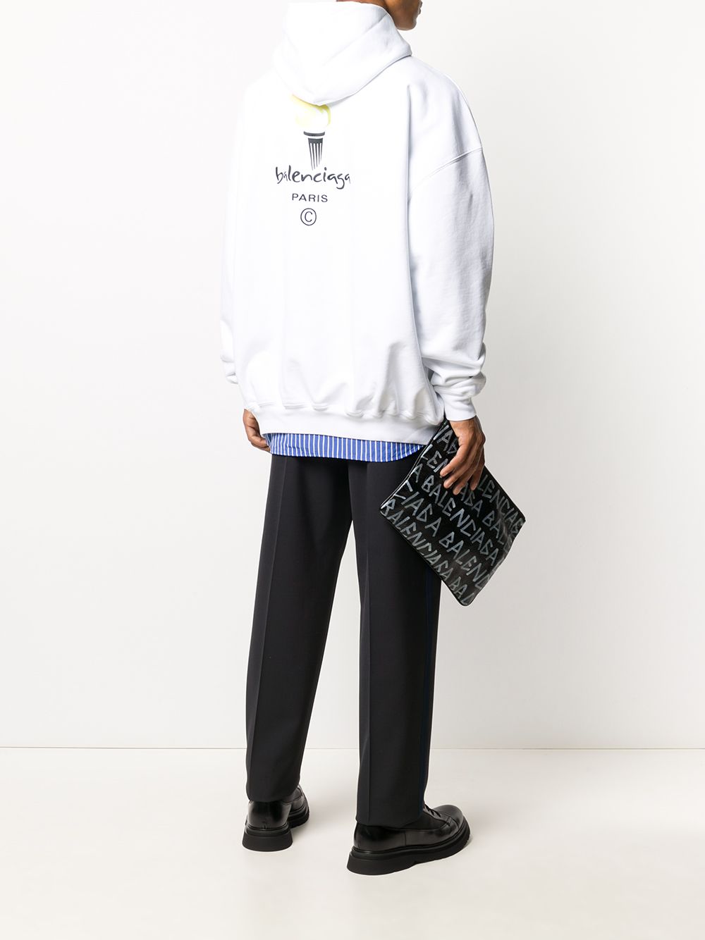 Balenciaga Paris Olympics Embroidery Hoodie - White | Editorialist