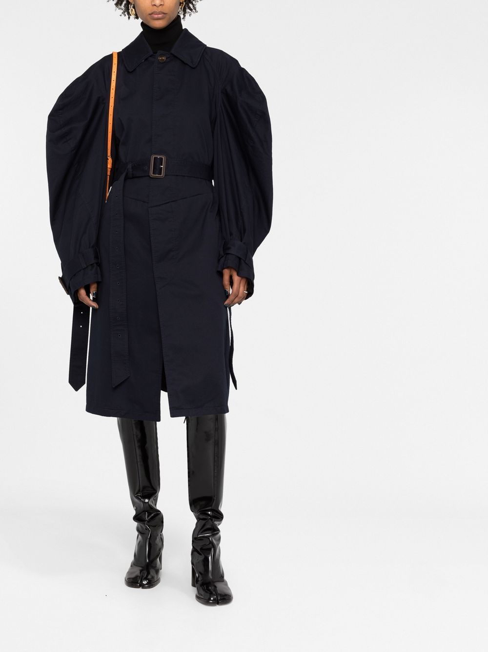 BALENCIAGA Cotton Trench Coat with Puff Sleeves