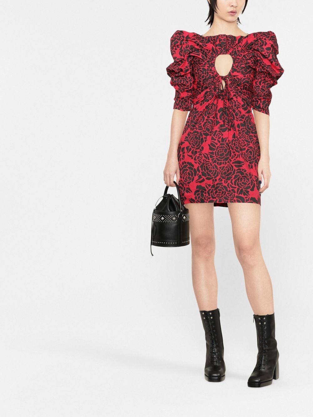 PHILOSOPHY DI LORENZO SERAFINI Puff-Sleeved Draped Dress