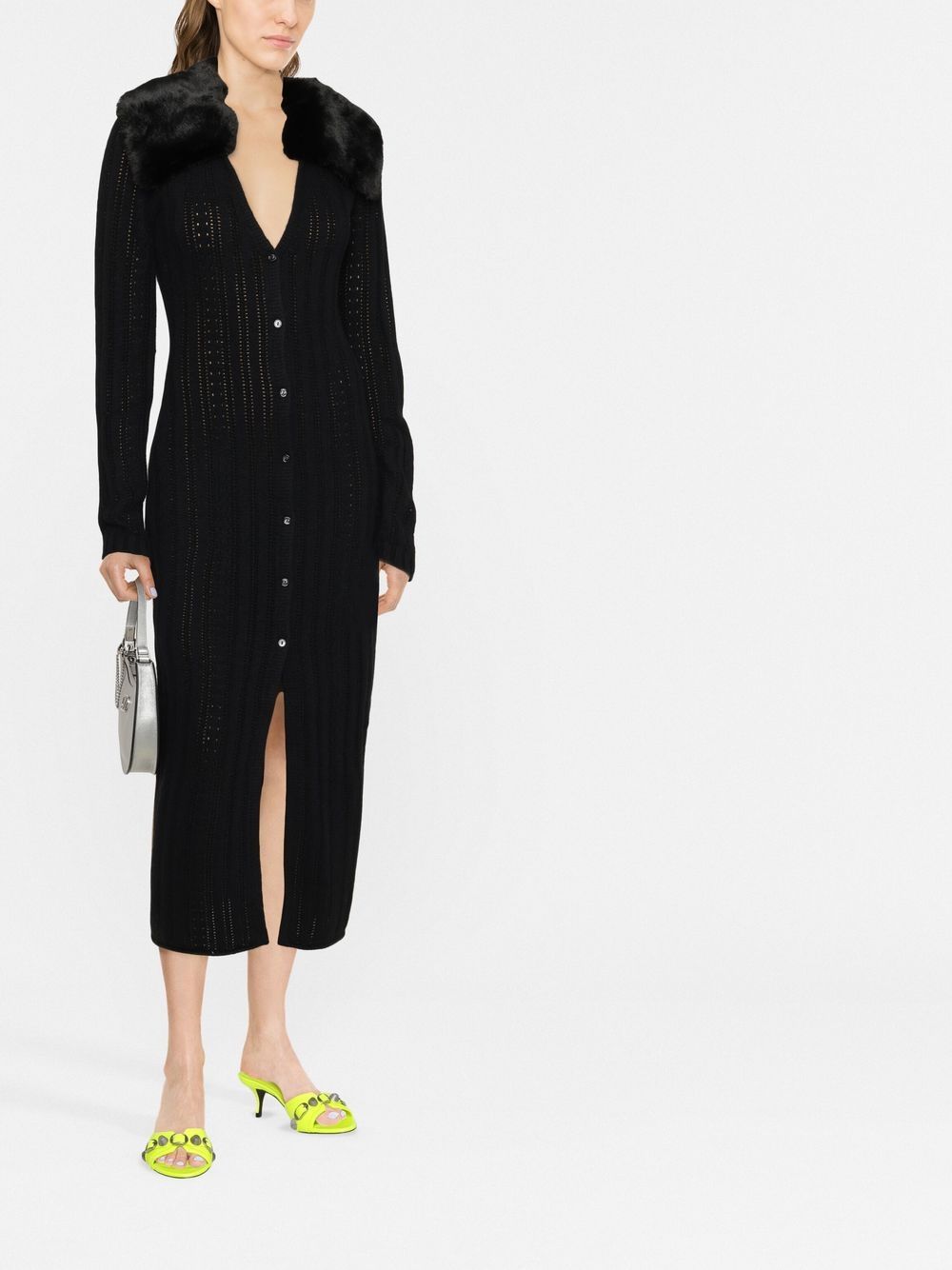 BLUMARINE Faux-Fur Collar Knitted Dress
