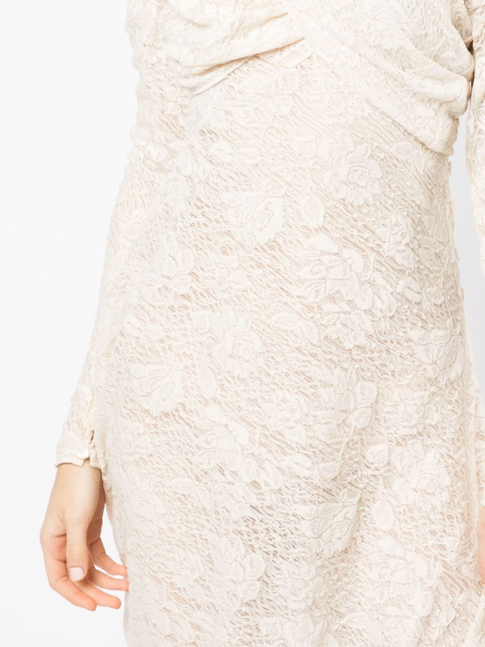 Yuhan Wang Lace Asymmetric Long-sleeve Dress - White Yuhan Wang Lace Asymmetric Long-sleeve Dress - White