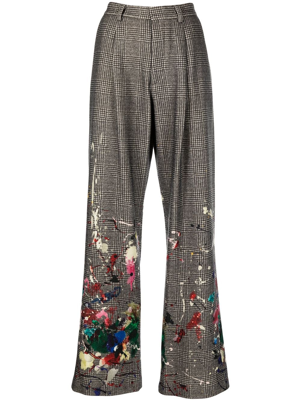 パンツ R13 Paint Splatter Wide Leg Trousers R13 Paint-Splatter Prince Of Wales Trousers In Multicolour - 67
