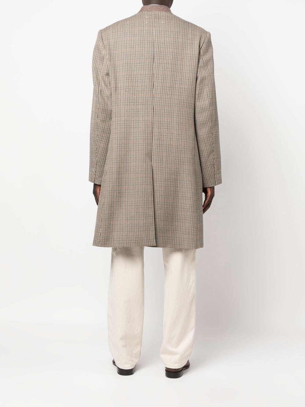 Maison Margiela Herringbone-Pattern Collarless Coat - Neutrals