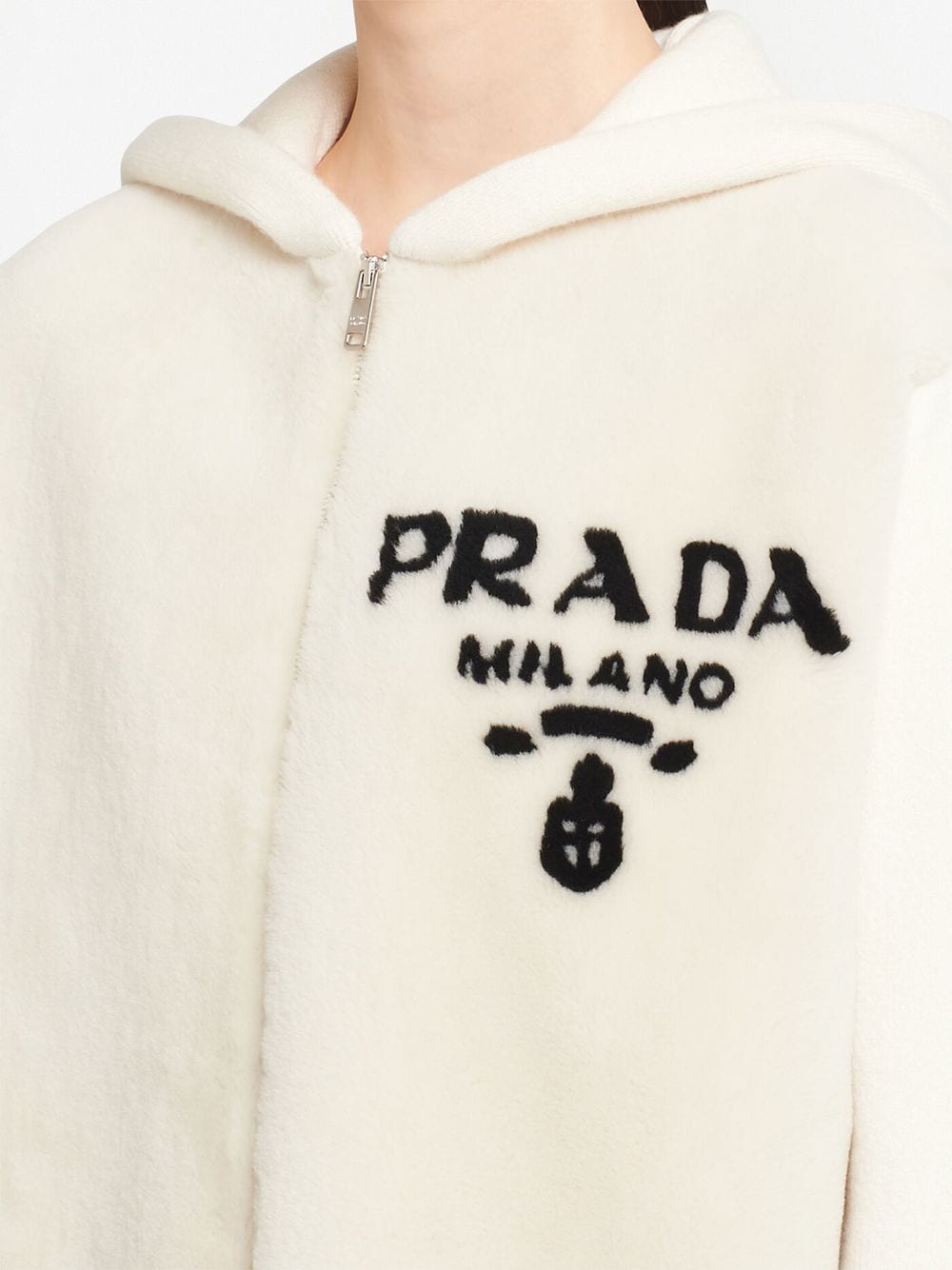 貴重PRADA リネアロッサ ボンディング パーカー ホワイト スウェット 貴重PRADA リネアロッサ ボンディング パーカー ホワイト スウェット