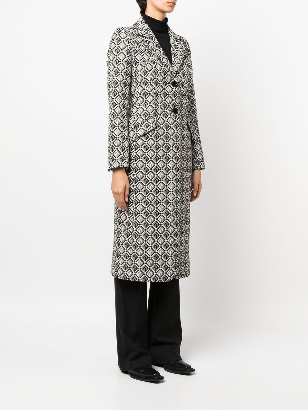MARINE SERRE Marine Serre Single-Breasted Geometric Print Coat