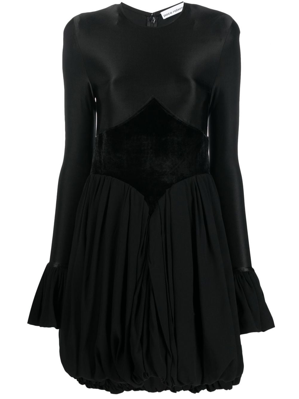 knee length dresses for ladies Paco Rabanne – Paisley printed mini dress with long sleeves – Renaisa main image 1