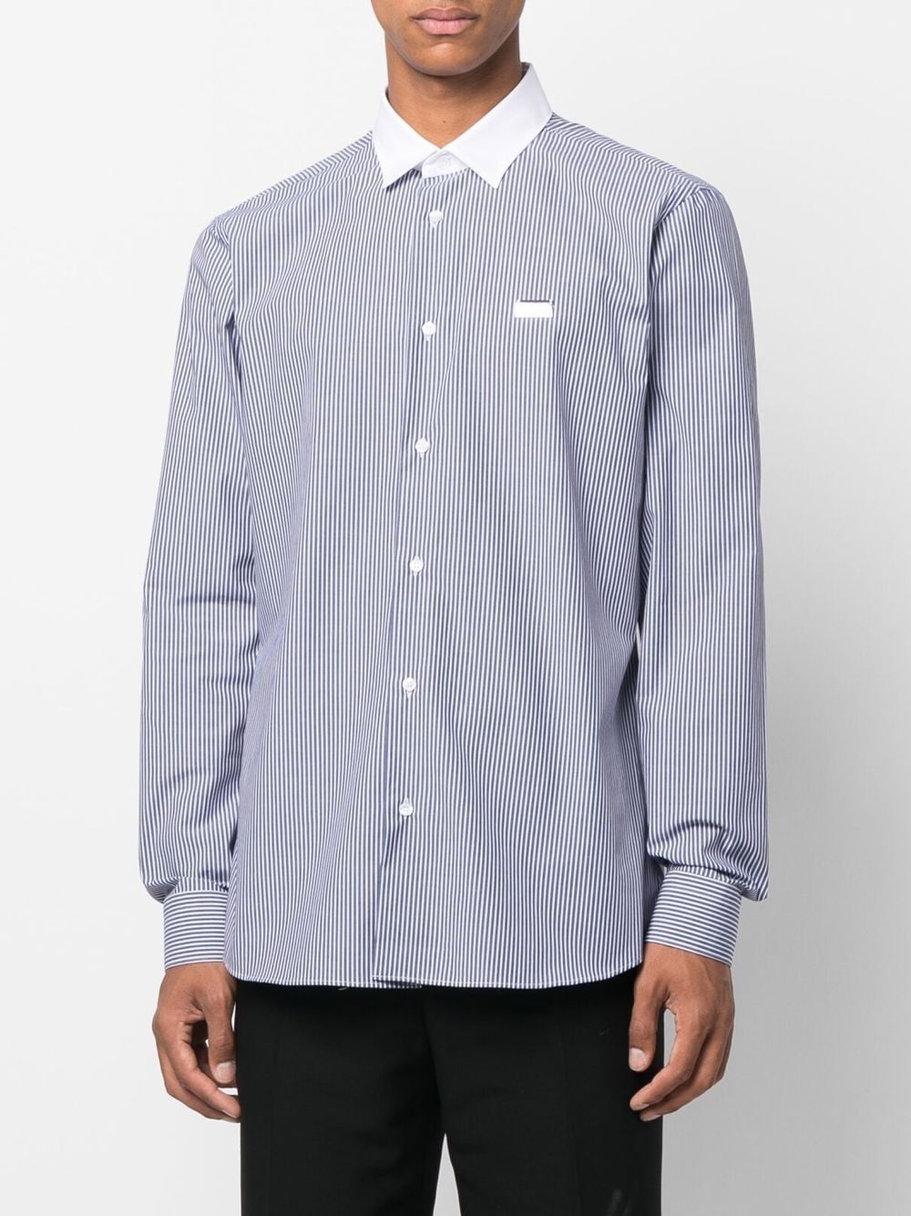 PHILIPP PLEIN logo-print striped cotton shirt
