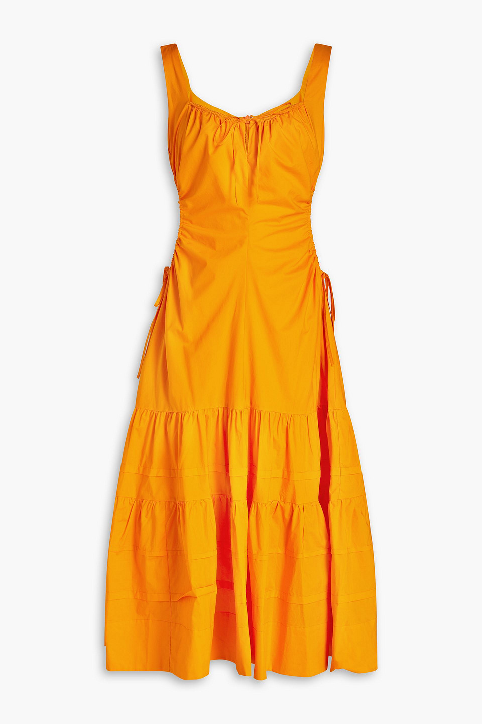 banana republic orange pleated dress Banana Republic Women's Stretch-Cotton Pleated Maxi Dress Red Tomato Paste Petite Size S