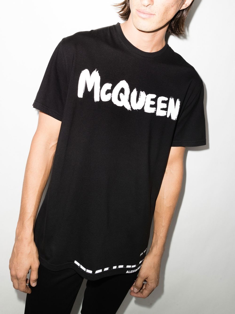 Alexander Mcqueen Logo-Print Cotton T-Shirt In Black - 40% Off