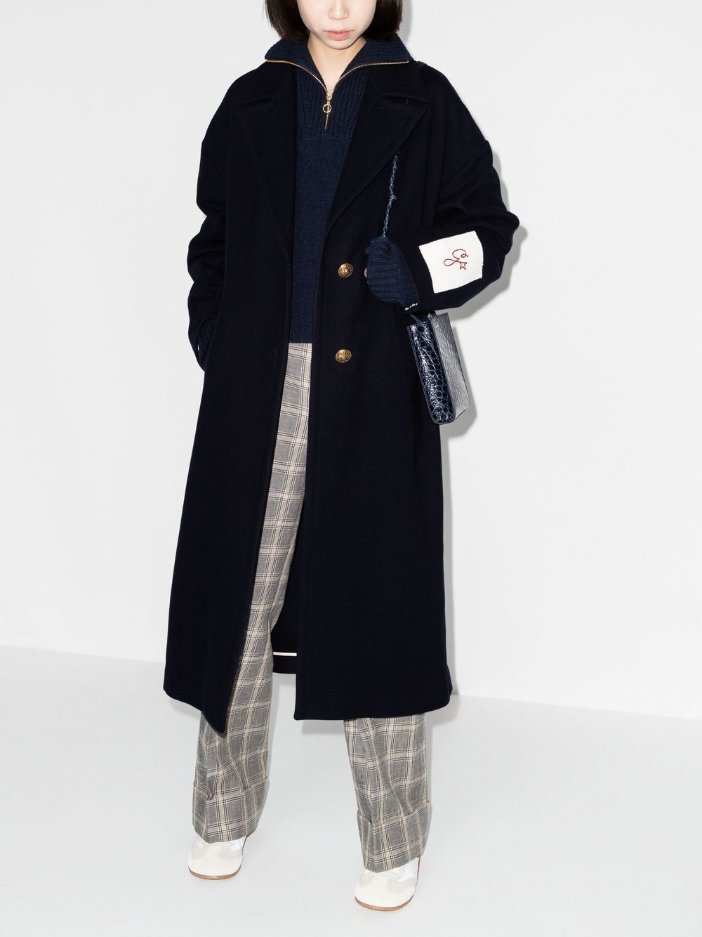 GOLDEN GOOSE Logo-Patch Single-Breasted Coat