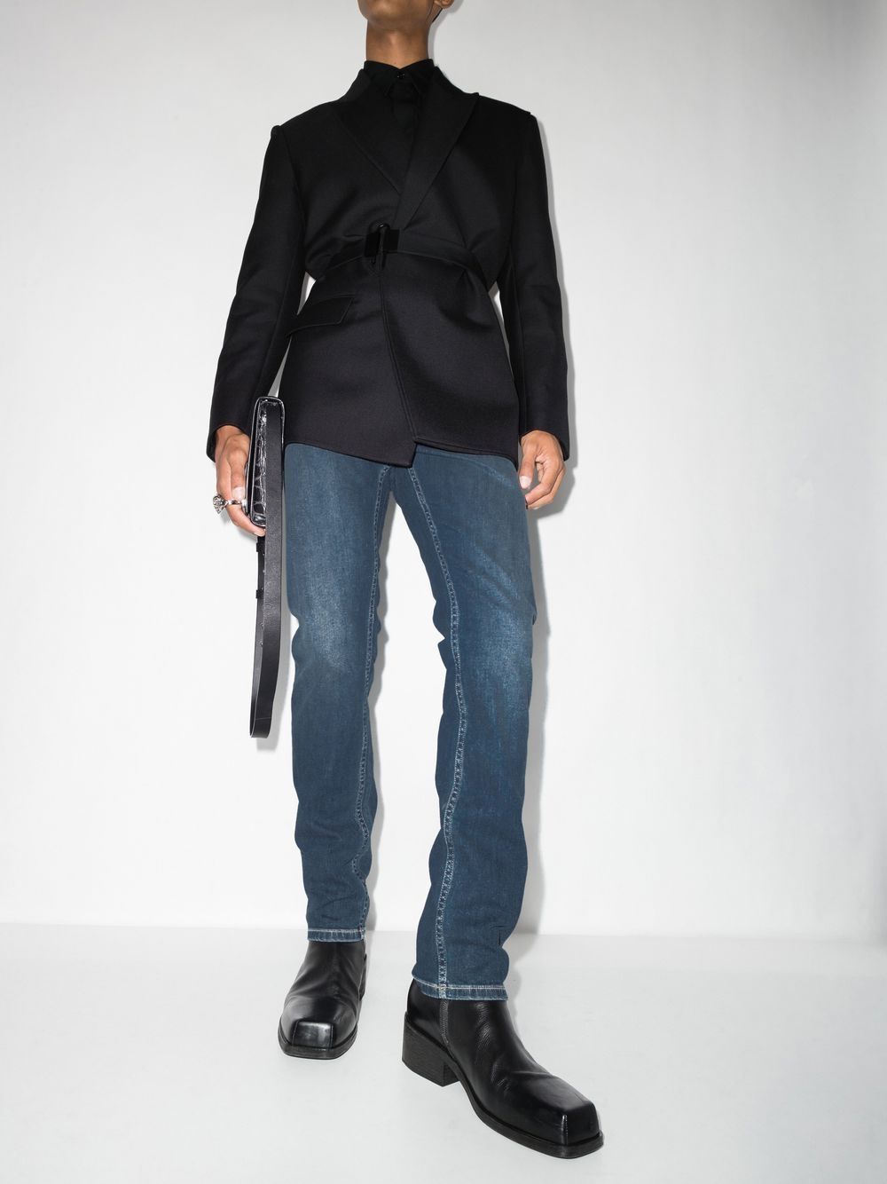 ALEXANDER MCQUEEN Alexander McQueen Embroidered Logo Straight-Leg Jeans