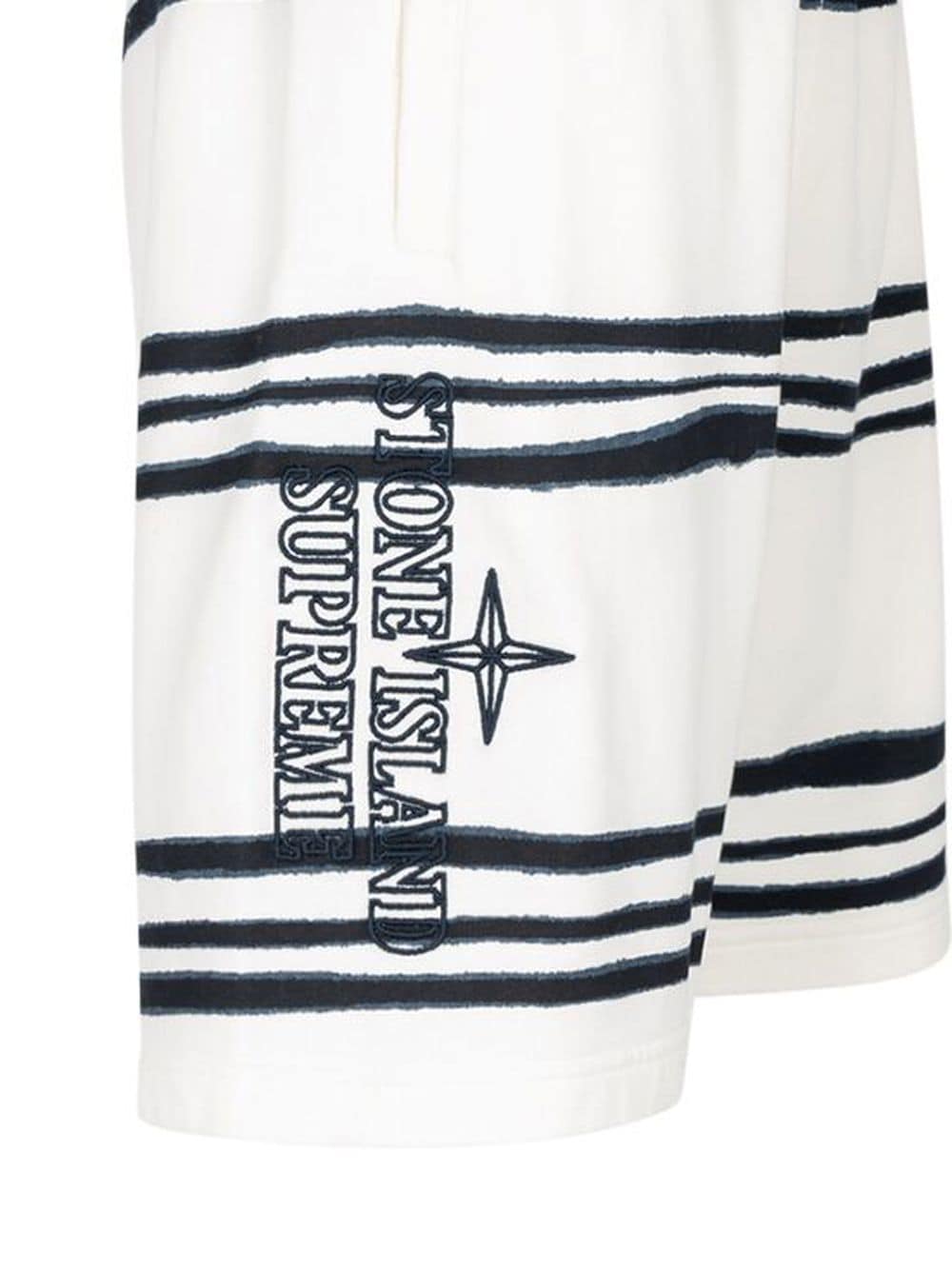 Supreme X Stone Island Warp Striped Shorts - White | Editorialist